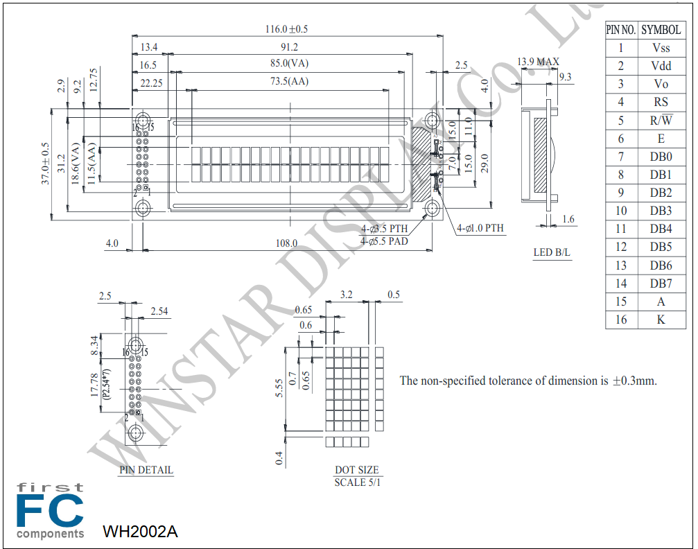 First Components. winstar-WH2002A-YYH-ET#
